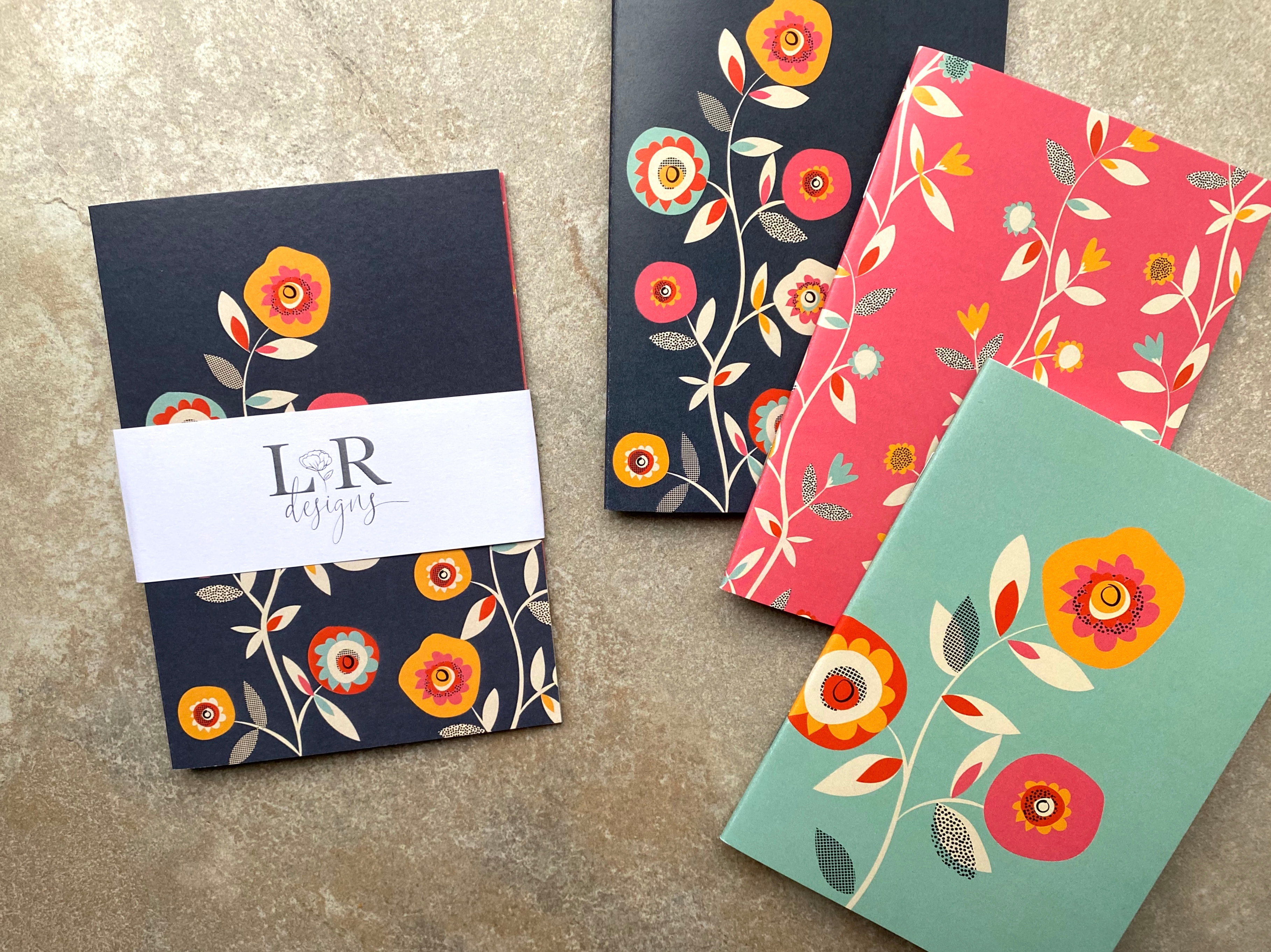 Set Of 3 A6 Pocket Notebooks Pretty Collection Of Patterned Mini Notebooks